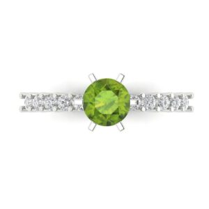 clara pucci 1.14ct round cut laser engraving solitaire natural vivid green peridot wedding anniversary pave ring 14k white gold size 10