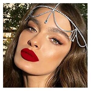 rhinestone waterdrop head chain headwear crystal forehead headband wedding bridal hair chain headpiece for women hair jewelry (silver 2)