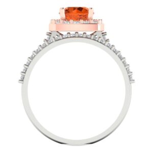 Clara Pucci 2.25ct Round cut Custom Engraving Halo Red Faux Diamond Engagement Ring Band Wedding Bridal Set 14k White Rose Gold 7.5