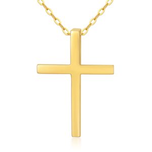 14kt solid gold cross necklace for women, real gold classic cross pendants religious jewelry gift for girl, mom, wife, 16"-18"