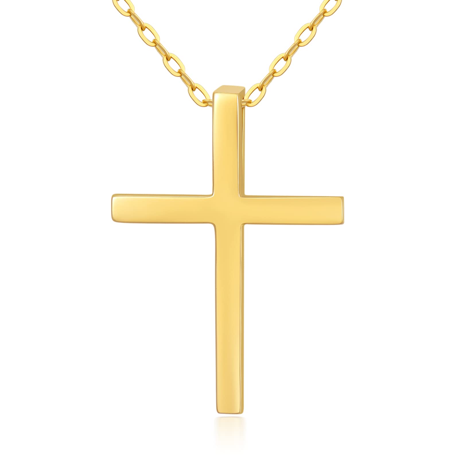 14kt Solid Gold Cross Necklace for Women, Real Gold Classic Cross Pendants Religious Jewelry Gift for Girl, Mom, Wife, 16"-18"