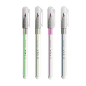 sun-star stationery two color line pen'' twiink'' different 4 colors pattern set (pink x ligh blue, violet x pink, light blue x orange, pink x green)