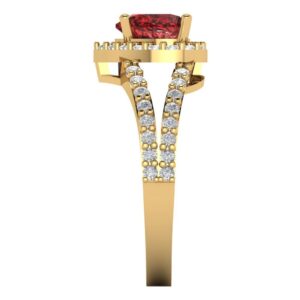 Clara Pucci 1.72ct Heart cut Custom Engraving Solitaire W/Accent Halo split shank Garnet Statement Art Deco Ring 14k Yellow Gold SZ 7.25