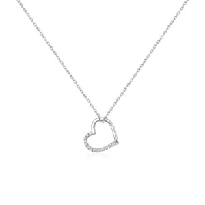 raelyn&bev. l'amour collection jewelery, 18” +2” heart cubic zirconia pendant necklace,choker necklaces for women, girls with polishing cloth, velvet drawstring bag