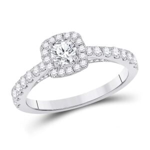 the diamond deal 14kt white gold round diamond halo bridal wedding engagement ring 1 cttw