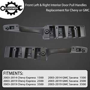 Interior Pull Door Handle, Compatible with 2003-2019 Chevy Express, GMC Savana 1500 2500 3500, Complete Armrest (Pewter Grey), Front Left Driver & Right Passenger Side | Replace# 25750064,10388389