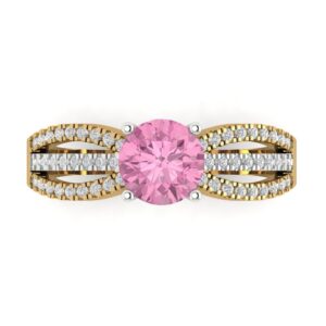 1.25 carat round cut custom engraving accent pink faux diamond engagement everlasting ring 14k yellow white gold 9