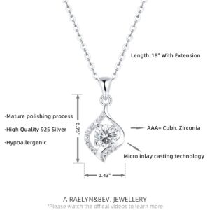 Raelyn&Bev. 18” Sterling Silver Cubic Zirconia Pendant Necklace for Women with Polishing Cloth, Protection Box and Velvet Drawstring Bag