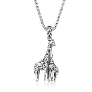 ross-simons sterling silver bali-style giraffe family pendant necklace. 18 inches