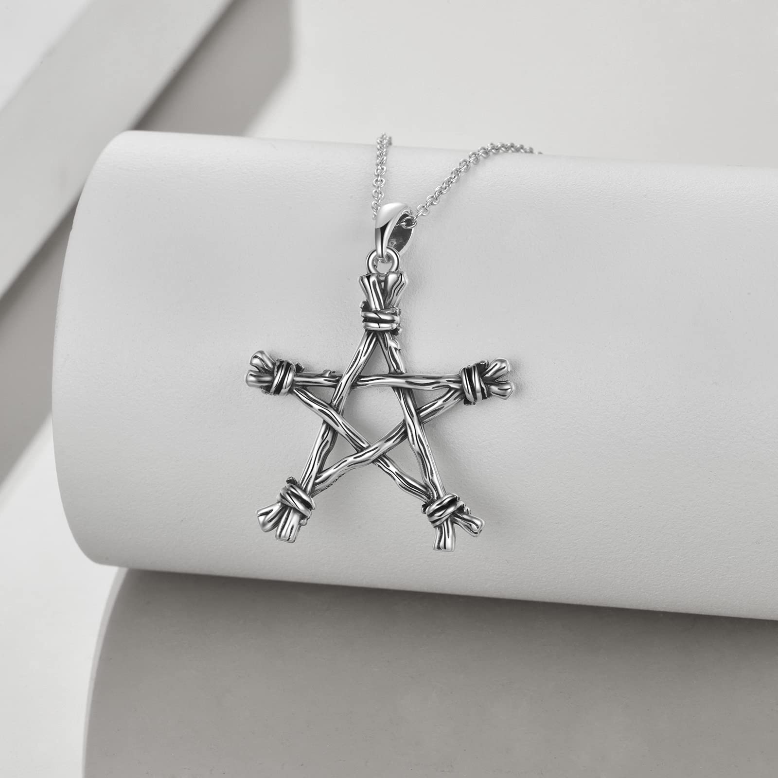 YFN Pentagram Necklace Sterling Silver Pentacle Necklace Star Necklace Wiccan Jewelry Gifts for Women Men Mother's Day (pentagram)