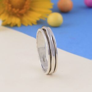 Solid 925 Sterling Silver Spinning Ring Thin Band Spinner (10)