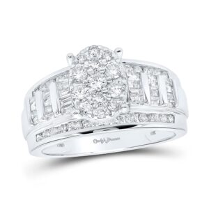 the diamond deal 10kt white gold round diamond oval cluster bridal wedding engagement ring 1 cttw