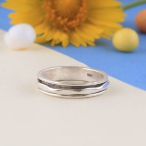 Solid 925 Sterling Silver Spinning Ring Thin Band Spinner (10)