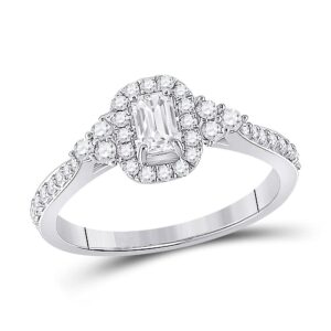 the diamond deal 14kt white gold emerald diamond solitaire bridal wedding engagement ring 3/4 cttw