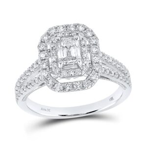 the diamond deal 14kt white gold emerald diamond halo bridal wedding engagement ring 1 cttw