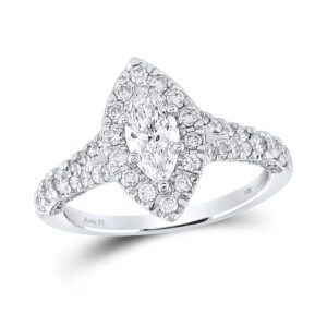 the diamond deal 14kt white gold marquise diamond halo bridal wedding engagement ring 1-1/4 cttw