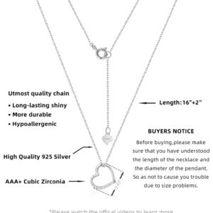 Raelyn&Bev. L'Amour Collection Jewelery, 18” +2” Heart Cubic Zirconia Pendant Necklace,Choker Necklaces For Women, Girls with Polishing Cloth, Velvet Drawstring Bag