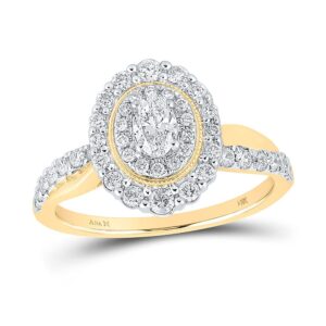 the diamond deal 14kt yellow gold oval diamond halo bridal wedding engagement ring 3/4 cttw