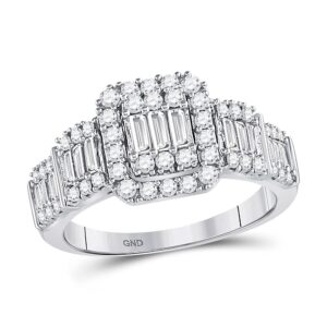 the diamond deal 14kt white gold baguette diamond cluster bridal wedding engagement ring 1 cttw