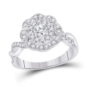 the diamond deal 14kt white gold round diamond halo bridal wedding engagement ring 7/8 cttw