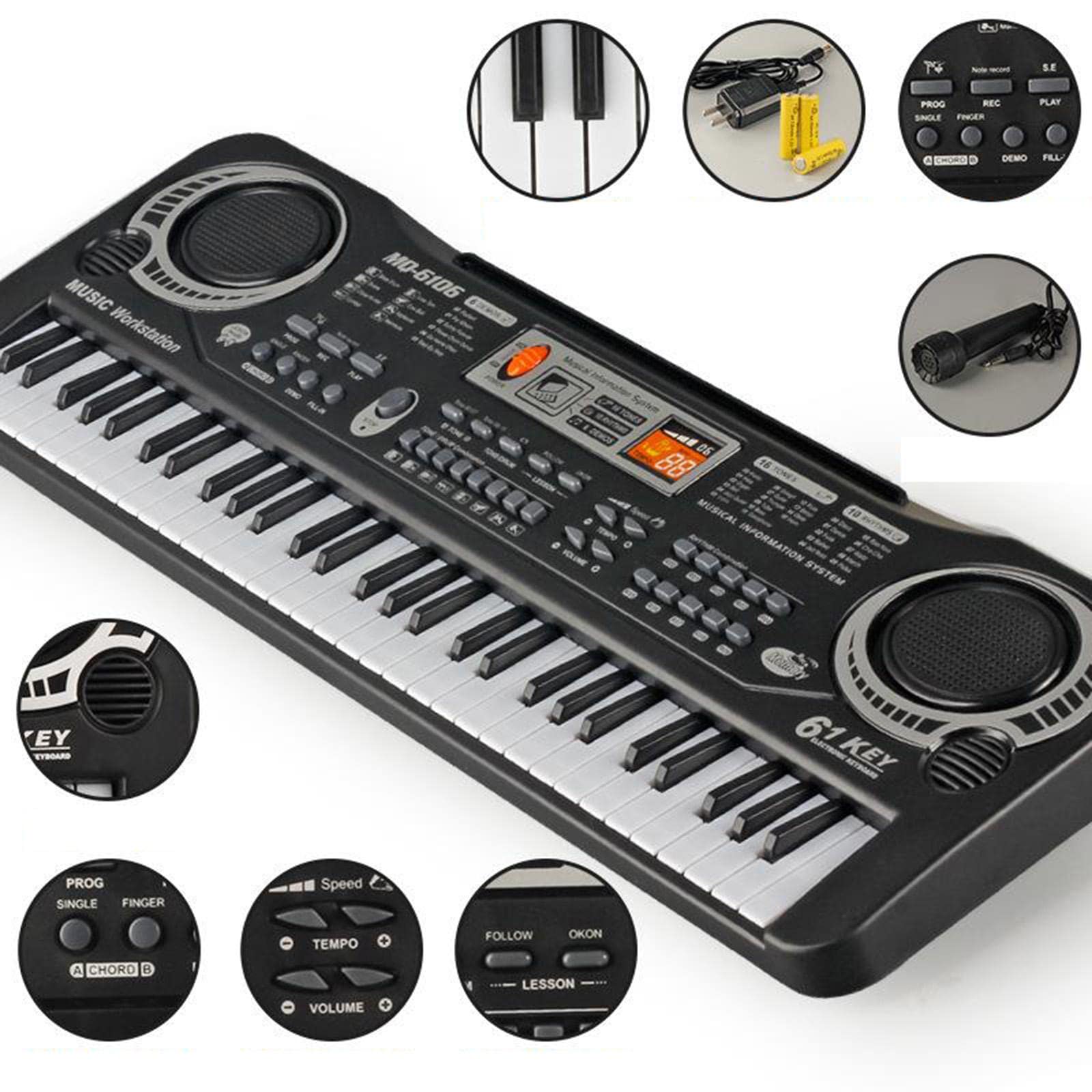 Colaxi 6 Portable Electronic Keyboard/Microphone Beginner Digital Piano