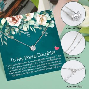 JeeweLife Bonus Daughter Necklace, Sterling Silver Necklace Stepdaughter Birthday Gift, Stepdaughter Gifts from Stepmom, Wedding Gift for Stepdaughter