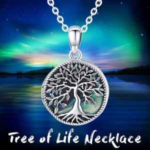 Aniu Tree of Life Locket Necklace for Women Wife , 925 Sterling Silver Abalone Seashell Inlaid Personalized Locket Oxidized Celtic Tree Pendant Jewelry, That Holds Pictures Photo Keep Someone Near to You