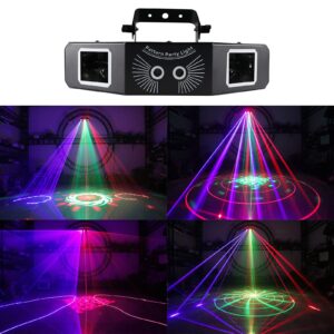 Pattern Party Light, Four Beam Effect,Scan Pattern Lights, Party Lights by DMX Control, Stage Lights for Festive - Home Dance Party Disco Bar Club Light Projecter