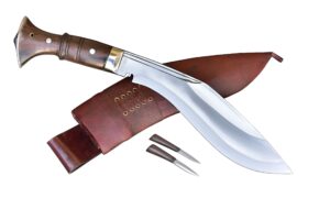 gk&co. kukri house genuine kukri/khukuri knife - 10" blade full tang panawal angkhola village working kukri red sheath - handmade in nepal.