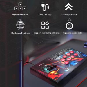 PXN-X8 Arcade Fight Stick Mechanical direction button controller with TURBO Macro Functions Plug and play Arcade Fighting For PC, PS3, PS4, Xbox One Xbox Series X/S Android TV Box, N-Switch