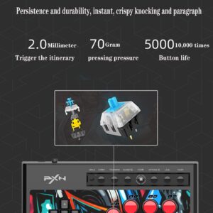 PXN-X8 Arcade Fight Stick Mechanical direction button controller with TURBO Macro Functions Plug and play Arcade Fighting For PC, PS3, PS4, Xbox One Xbox Series X/S Android TV Box, N-Switch