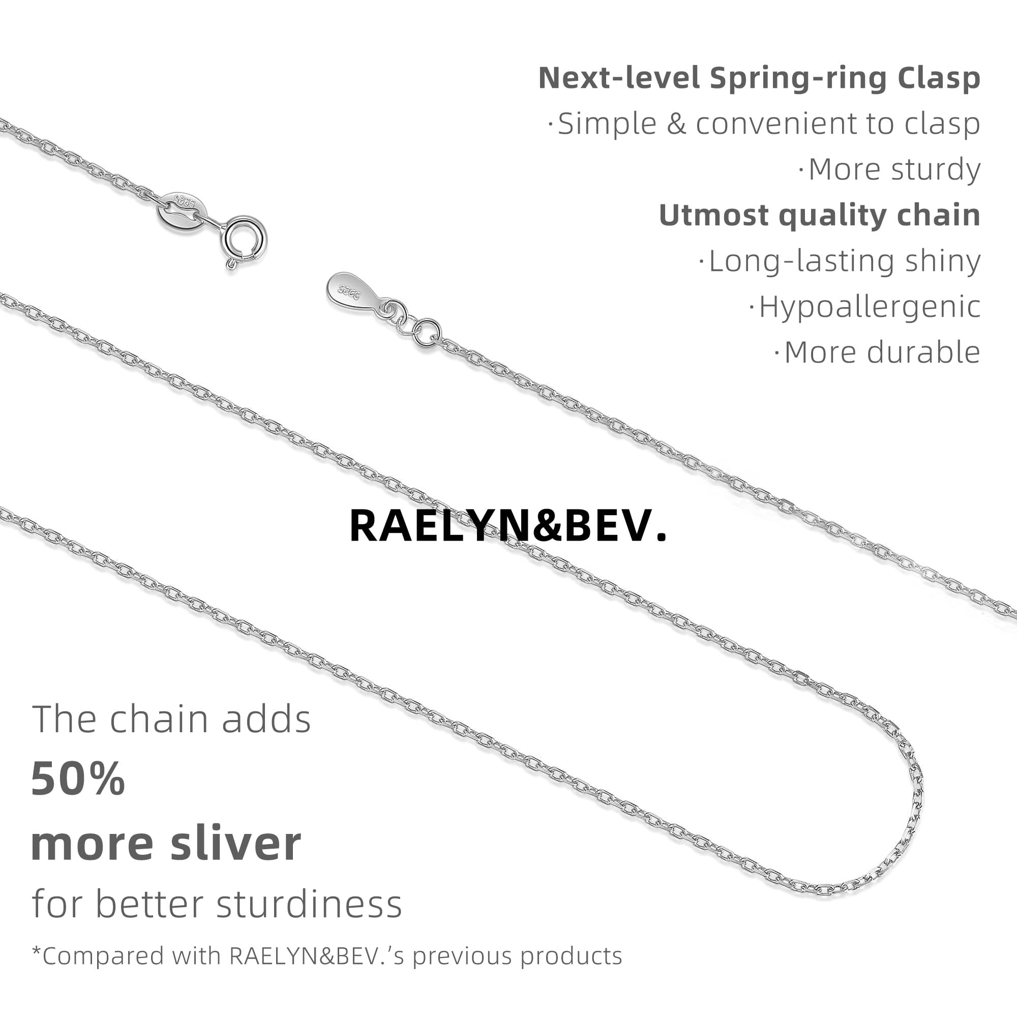 Raelyn&Bev. 18” Sterling Silver Cubic Zirconia Pendant Necklace for Women with Polishing Cloth, Protection Box and Velvet Drawstring Bag