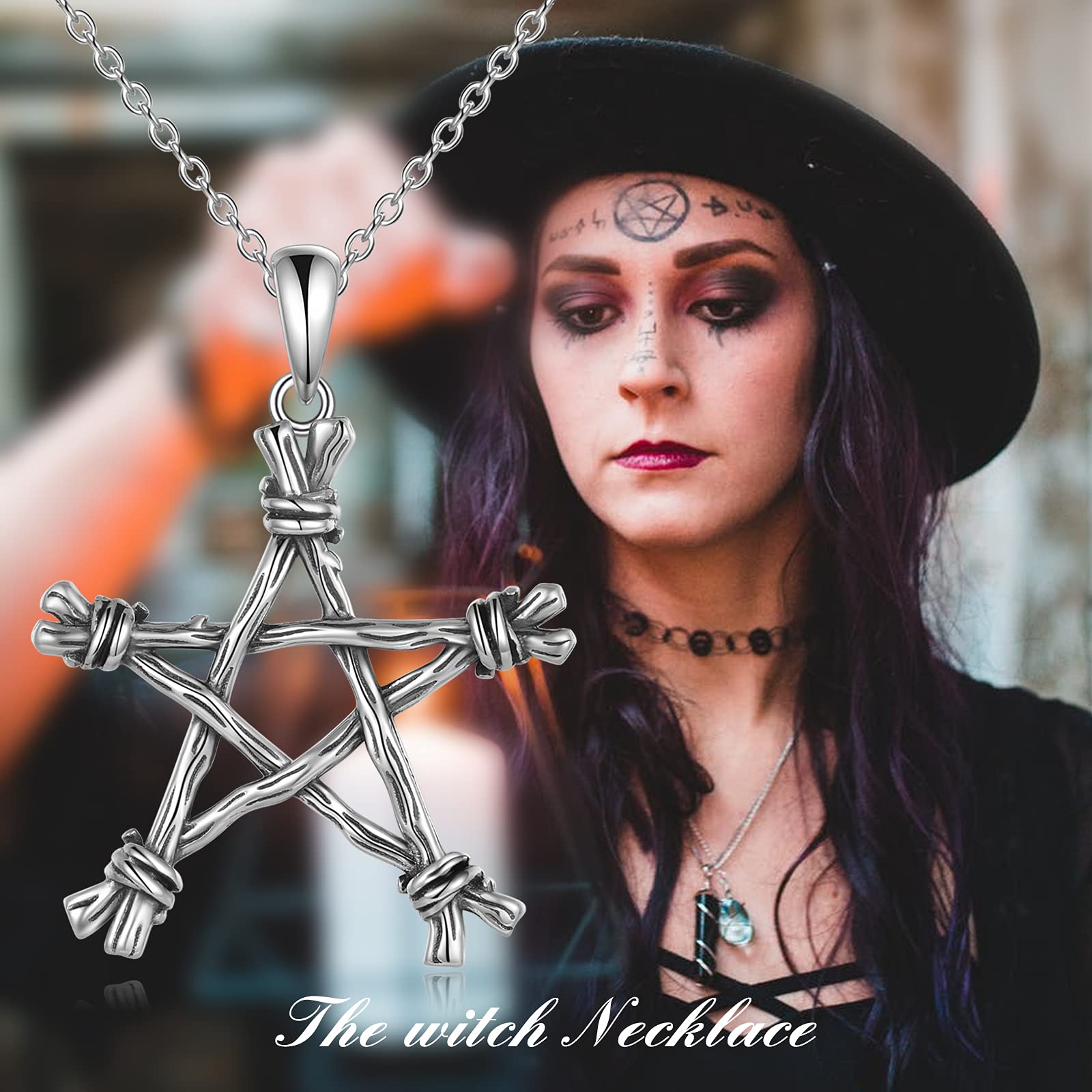 YFN Pentagram Necklace Sterling Silver Pentacle Necklace Star Necklace Wiccan Jewelry Gifts for Women Men Mother's Day (pentagram)