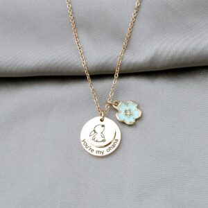 FUSTMW Ohana Necklace You’re My Ohana Pendant Hibiscus Flower Necklace Gifts for Family Best Friends (rose gold)