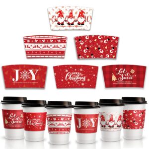 christmas coffee tea cup, double-layer paper sleeves fit 12 and 16oz disposable cup paper for hot chocolate coffee tea or cold beverage (stylish style, 36 pieces)