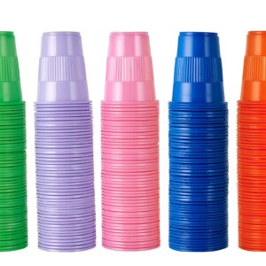 Lilymicky 500 Pack 5 oz Plastic Cups, Disposable Drinking Cups, Bathroom Cups in Assorted Colors Can Be Used As Tasting Cups, Party Tumblers, Jelly Party Shot Cups, and Dental Cups