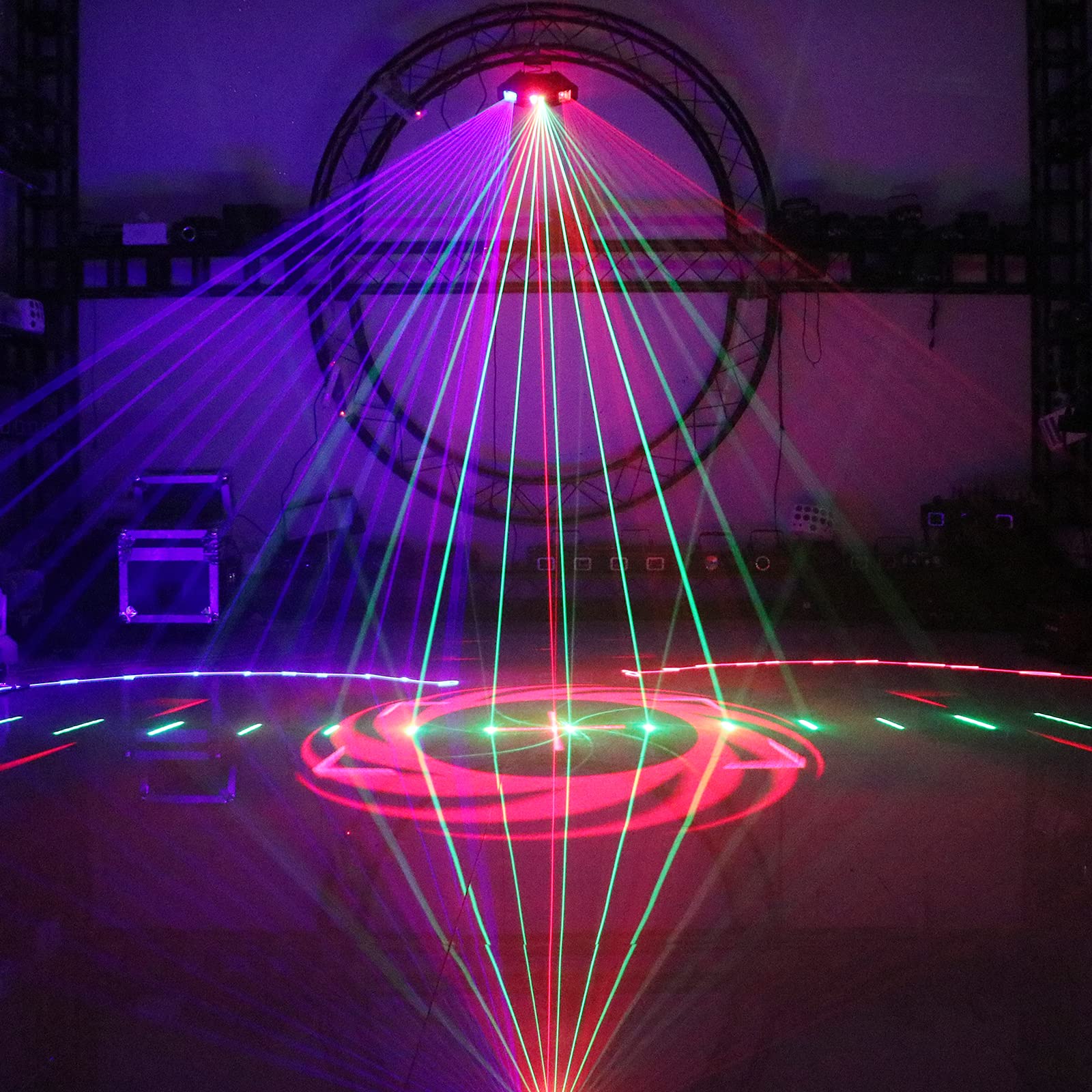 Pattern Party Light, Four Beam Effect,Scan Pattern Lights, Party Lights by DMX Control, Stage Lights for Festive - Home Dance Party Disco Bar Club Light Projecter