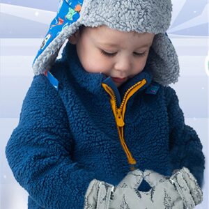 Urban Virgin Infant Baby Toddler Kids Winter Mittnes Lined Fleece Warm Waterproof Ski Snow Gloves For Boys Girls Grey Dino 6-24 Months