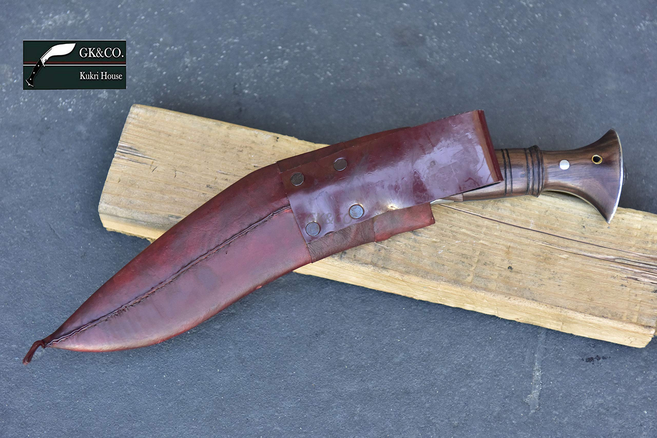 GK&CO. Kukri House Genuine Kukri/Khukuri Knife - 10" Blade Full Tang Panawal Angkhola Village Working Kukri Red Sheath - Handmade in Nepal.