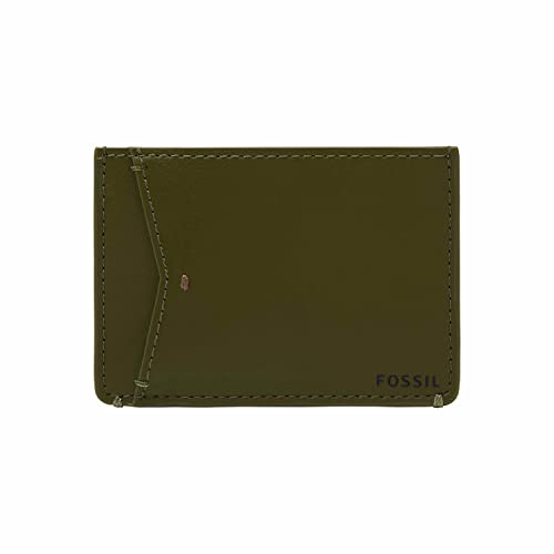 Fossil Men's Joshua Vegan Cactus Slim Minimalist Card Case Front Pocket Wallet, Green Moss, (Model: ML4461376)