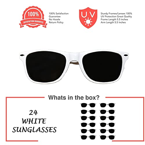 TheGag White Sunglasses Bulk- (Pack of 24) Wedding Bridal Party Favors Pack Universal Sizing Women-Men-Kids Exactly What You Are Looking For