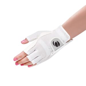 orlimar allante half-finger golf glove - women’s left hand large (for right-handed golfer),white