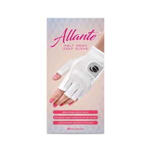 Orlimar Allante Half-Finger Golf Glove - Women’s Left Hand Large (for Right-Handed Golfer),White