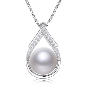 nonnyl pearl-necklaces for women, real freshwater cultured white pearl pendant fine jewelry valentines day mothers day gifts for wife mom girlfriend, anniversary birthday gifts for her