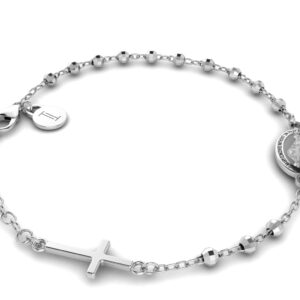 TURQ N TAUPE 925 Sterling Silver Bead Station Bracelet for Women - everyday wear gifts for her 7.5 inches - Rosary Bracelet