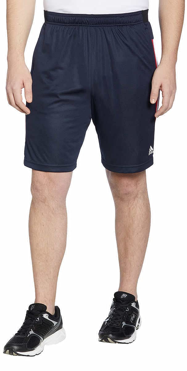 adidas Mens 3 Stripe Shorts with Zipper Pockets (Legend Ink/White, 2X-Large)