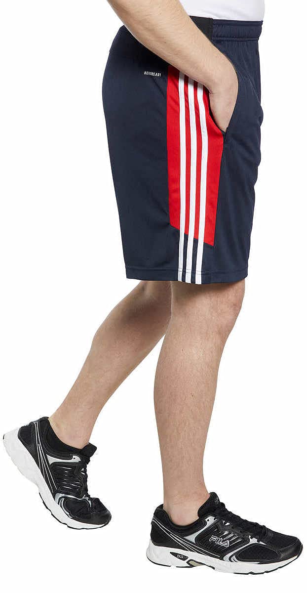 adidas Mens 3 Stripe Shorts with Zipper Pockets (Legend Ink/White, 2X-Large)