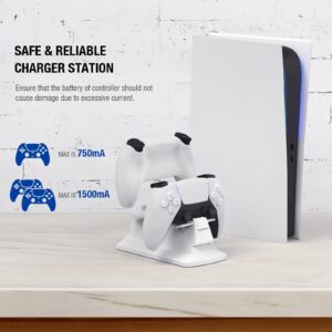 PS5 Controller Charging Station, Dual Controller Charging Dock for Playstation 5 with Fast Charging 5V/2A Type-C Cable, Overcharge Protection Function, PS5 Charging Station, White