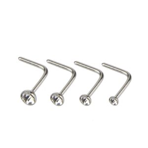 SANWOOD Nose Rings Hoops,14Pcs/Set Unisex Body Piercing Jewelry Rhinestone Stainless Steel Nose Stud Ring