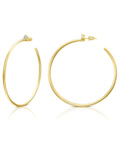 gold hoop earrings for women 14k gold plated large gold hoops earrings, hypoallergenic thin hoop earrings for women with cubic zirconia